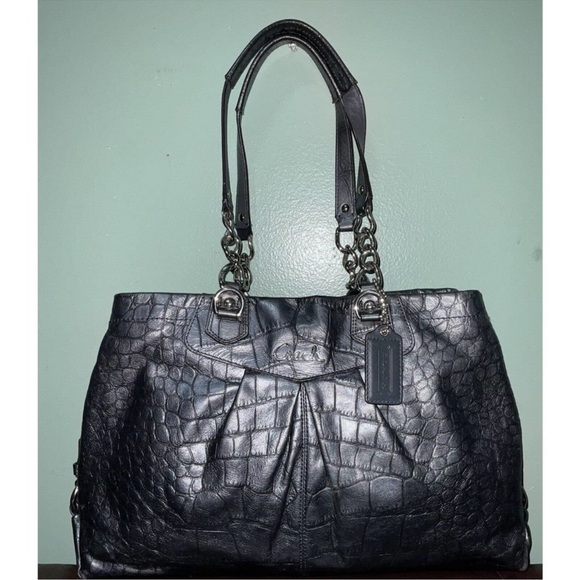 Coach | Bags | Coach Ashley F7661 Gray Alligator Leather Carry All Tote ...